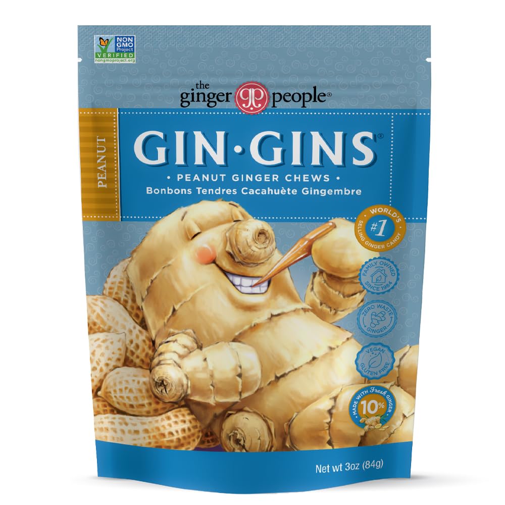 GIN GINS Peanut Ginger Chews – 100% Natural Candy by The Ginger People ...