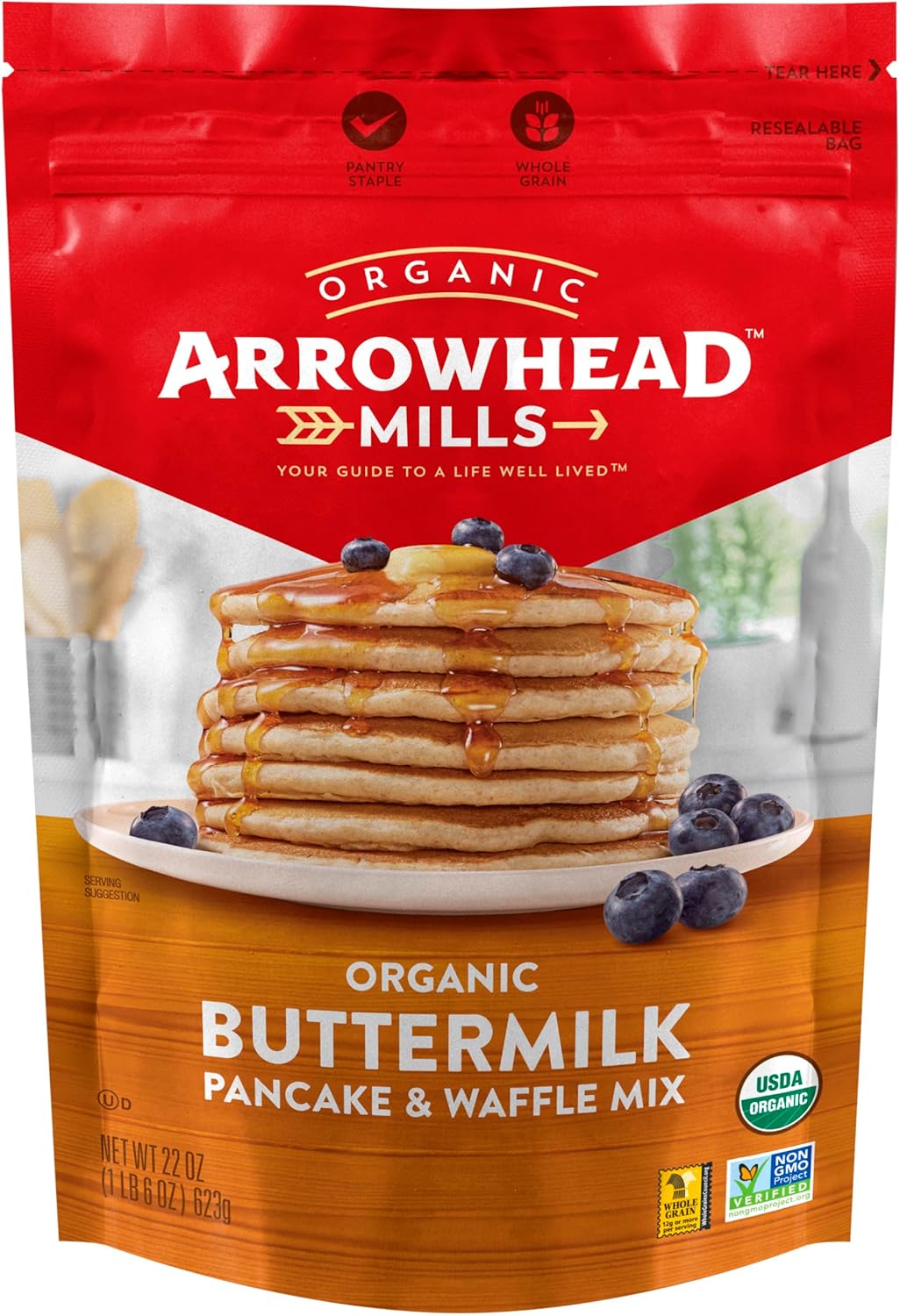 Arrowhead Mills Buttermilk Pancake & Waffle Mix, 22 oz Bag – USA ...