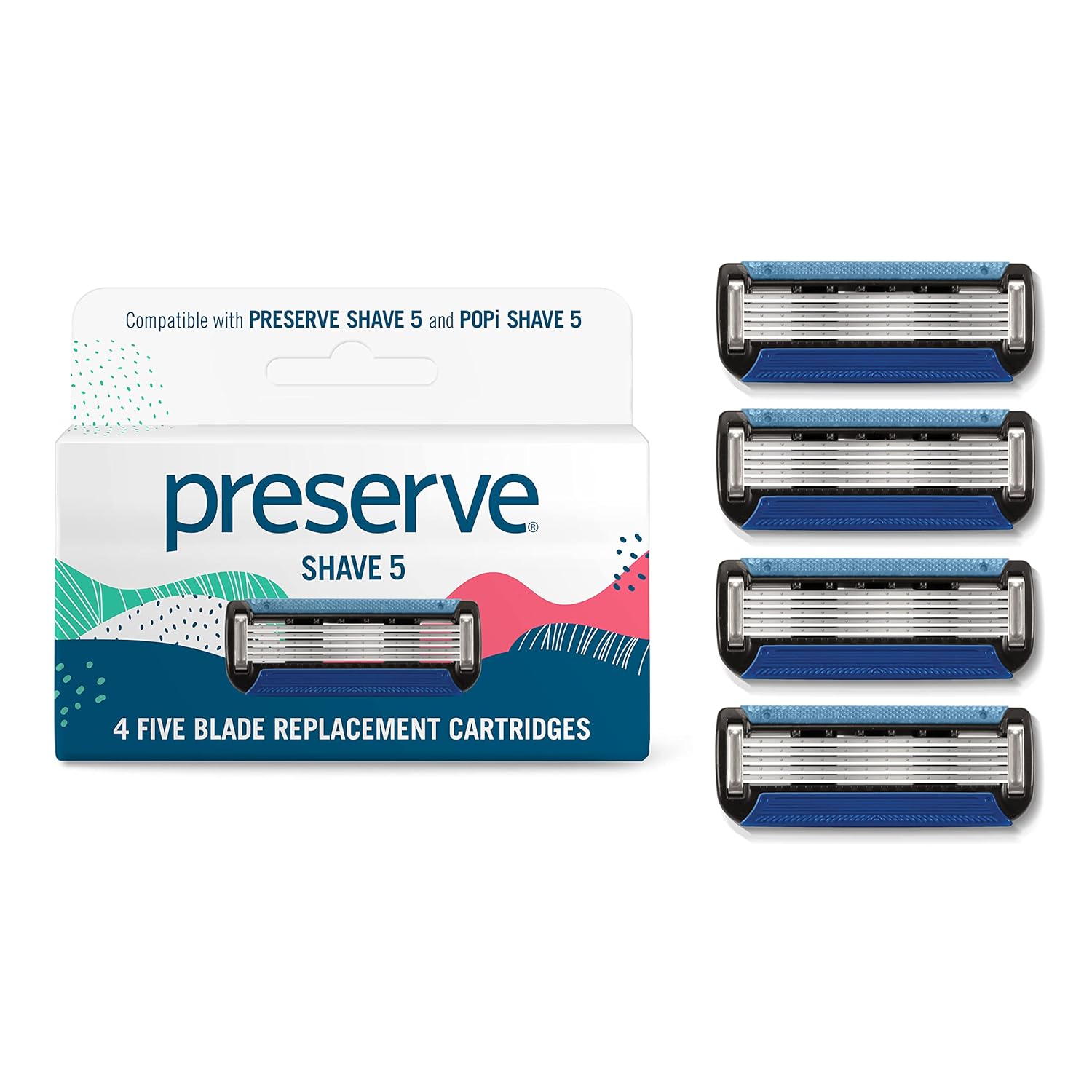 Preserve Five Blade Replacement Cartridges for Shave 5 Recycled Razor ...
